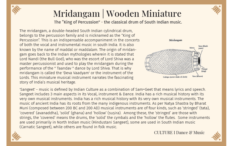 Buy Wooden Miniature Musical Instrument - Mridangam Online Indic ...