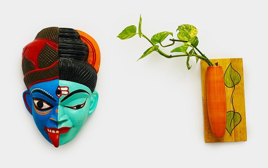 Buy Ardhanarishwara Wooden Mask Online Indic Inspirations