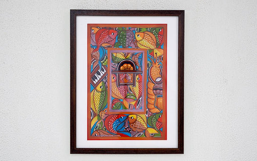 Buy Fish Marriage #2 Bengal Patachitra Painting A3 Size Frame Online ...