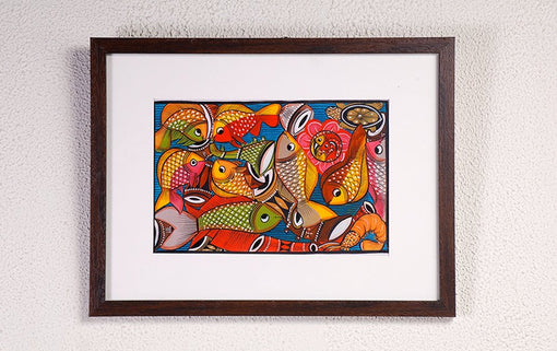 Buy Fish Marriage Bengal Patachitra Painting A4 Frame Online Indic ...