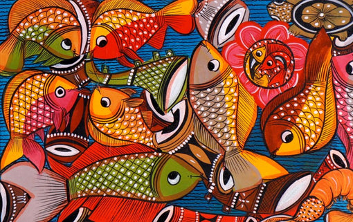 Buy Fish Marriage Bengal Patachitra Painting A4 Frame Online Indic ...