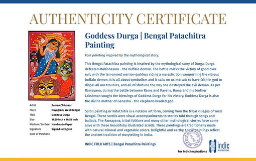 Buy Goddess Durga- Bengal Patachitra Painting - A3 Size Frame Online ...