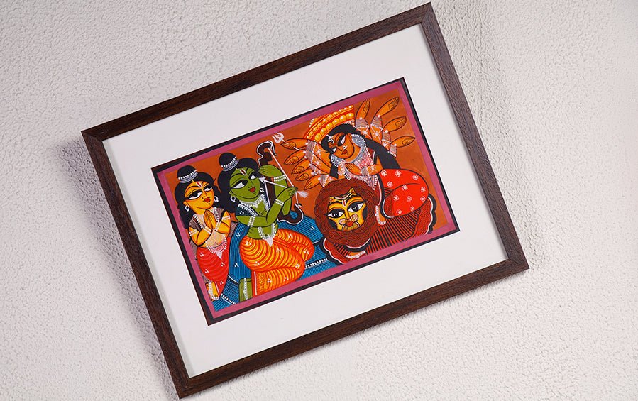 Buy Goddess Durga - Bengal Patachitra Painting - A4 Size Frame Online ...