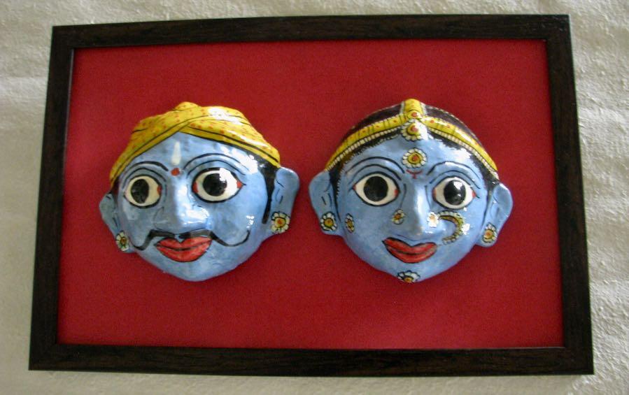 Buy Rural Couple Cherial Mask Framed Online - Indic Inspirations