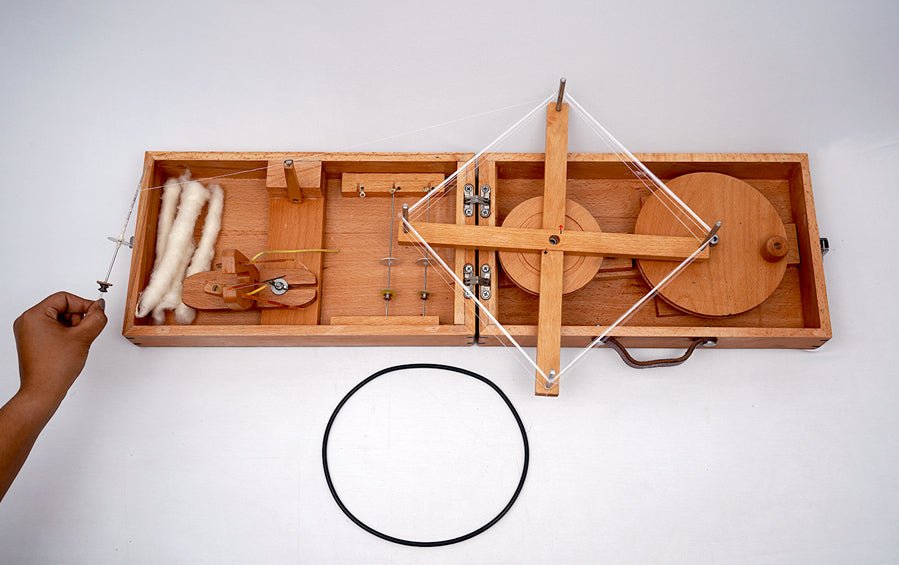 Buy Wooden Box Charkha - Spinning Wheel, Hand Spinning Yarn Premium ...
